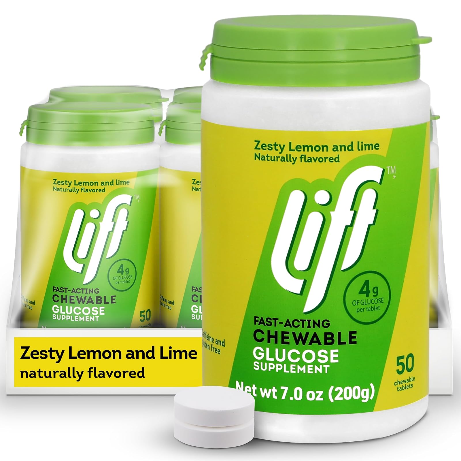 Lift glucose tablets for energy