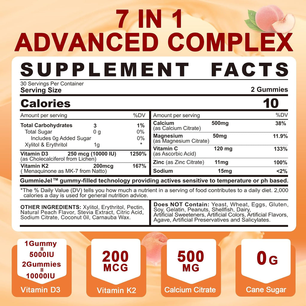 LILICARE Vitamin D3 K2 gummies with natural flavours