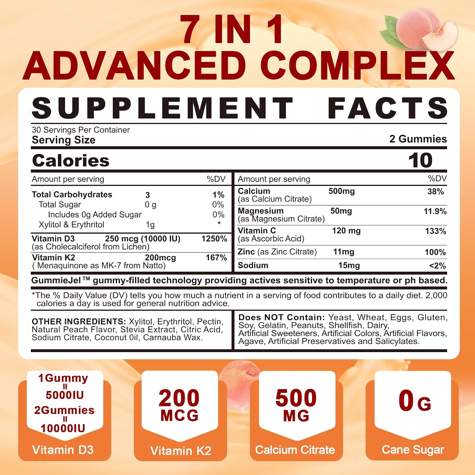 LILICARE Vitamin D3 K2 gummies with natural flavours