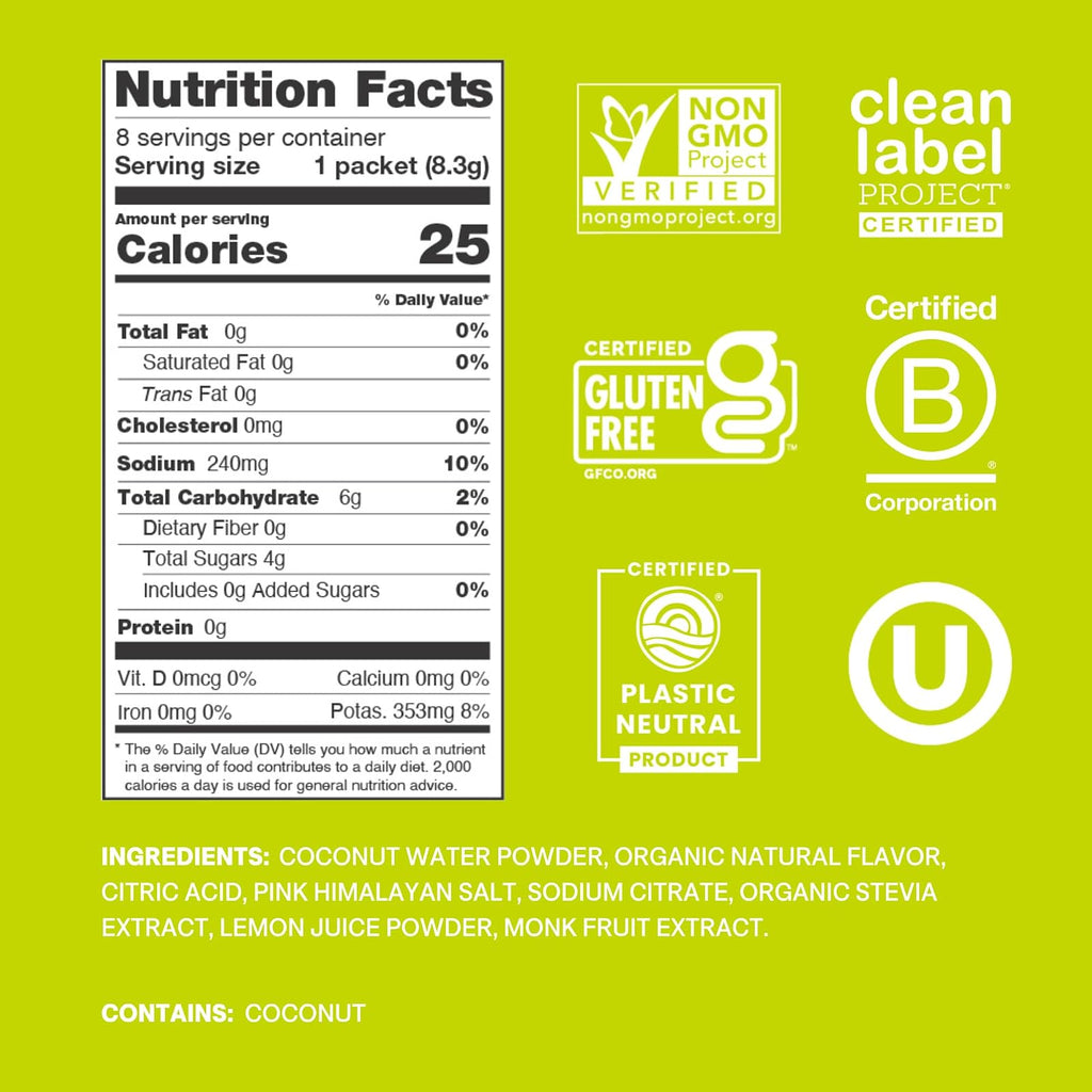 Lime flavour electrolyte powder packets