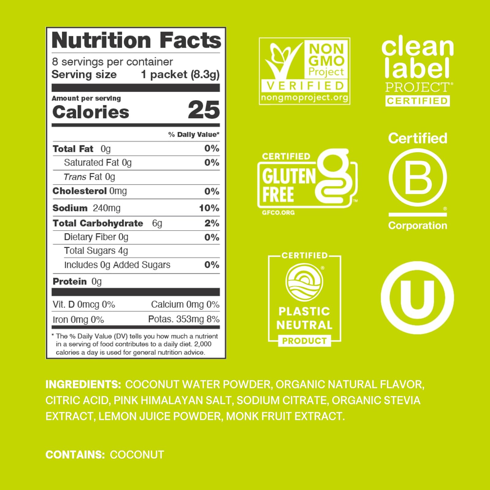 Lime flavour electrolyte powder packets
