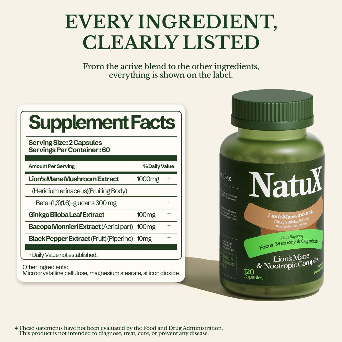 Lion's Mane capsules for mental clarity