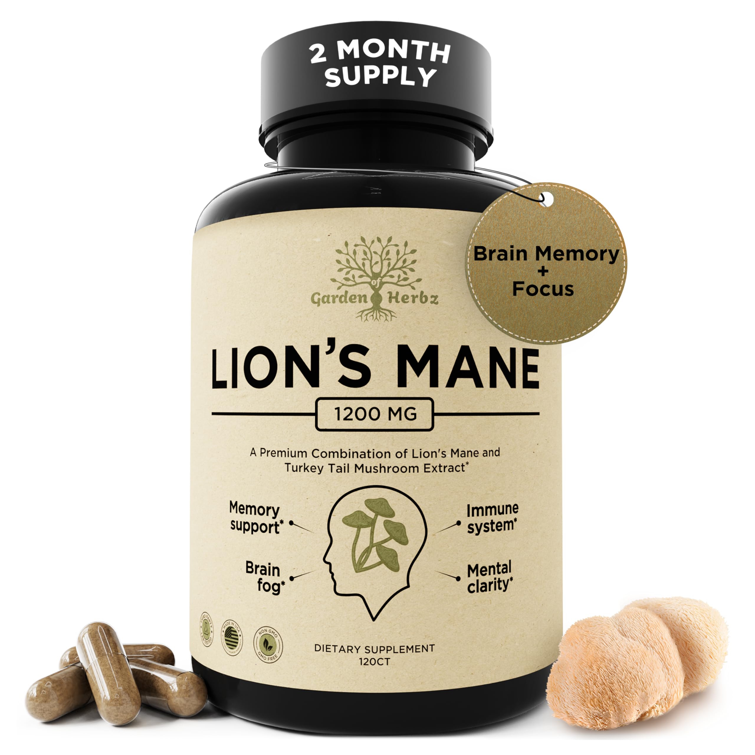 Lion's Mane mushroom capsules for focus
