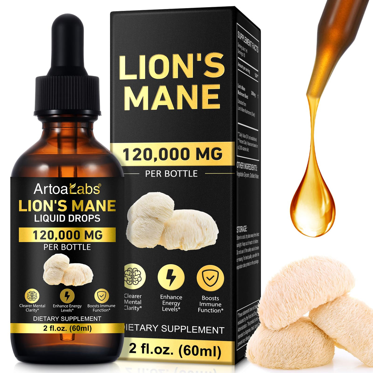Lion's Mane mushroom drops for focus