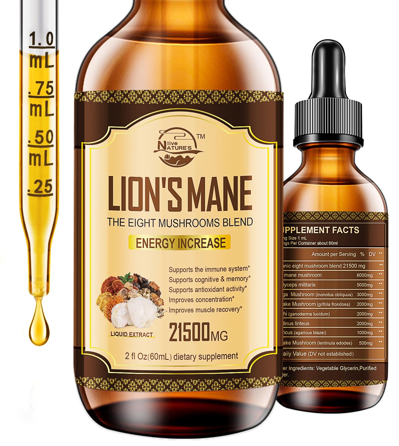 Lion's Mane mushroom supplement drops