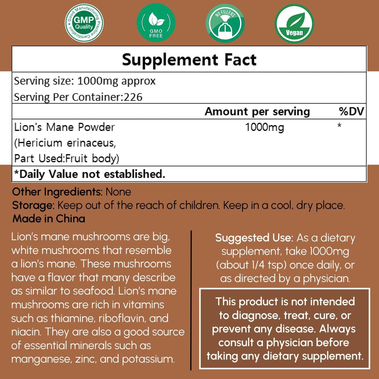 lion's mane powder for immune health
