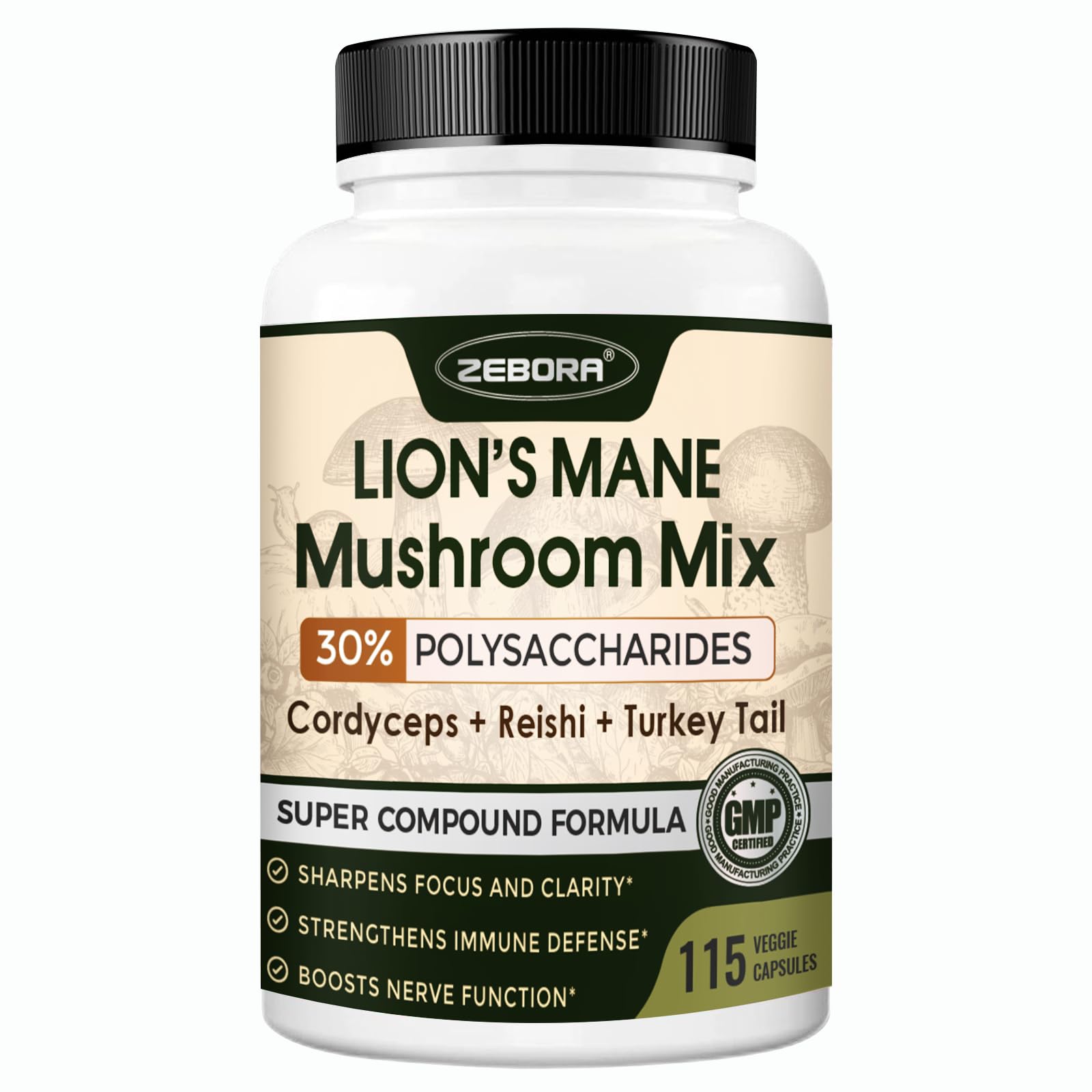 Lions Mane mushroom capsules for focus