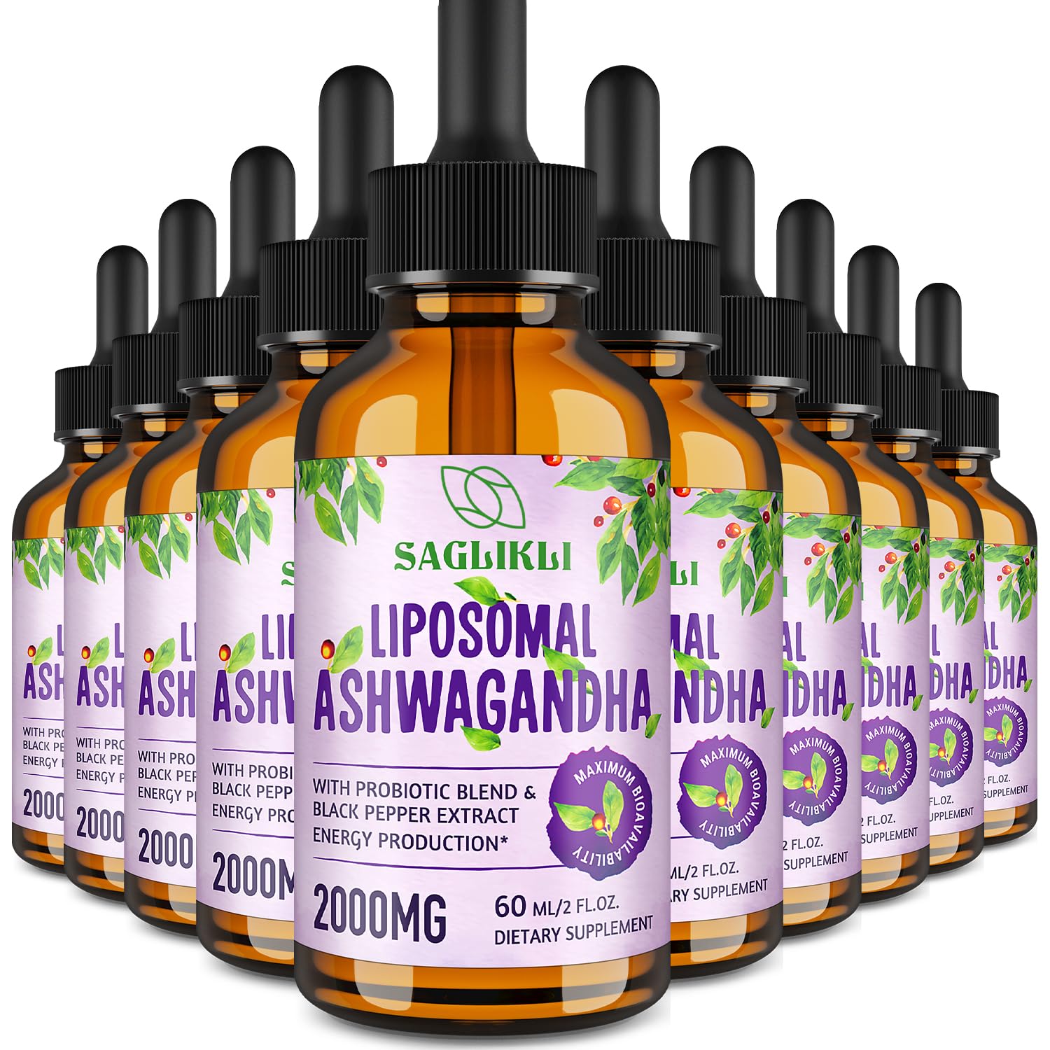 Liposomal ashwagandha liquid drops
