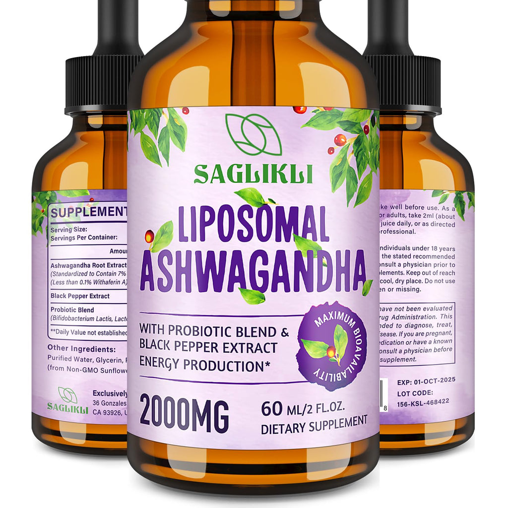 Liposomal ashwagandha liquid drops