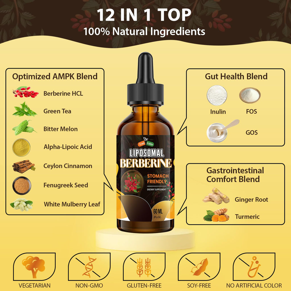 Liposomal berberine liquid supplement
