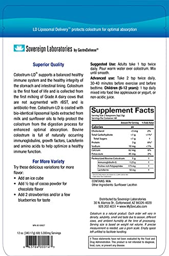 Liposomal colostrum powder for enhanced absorption