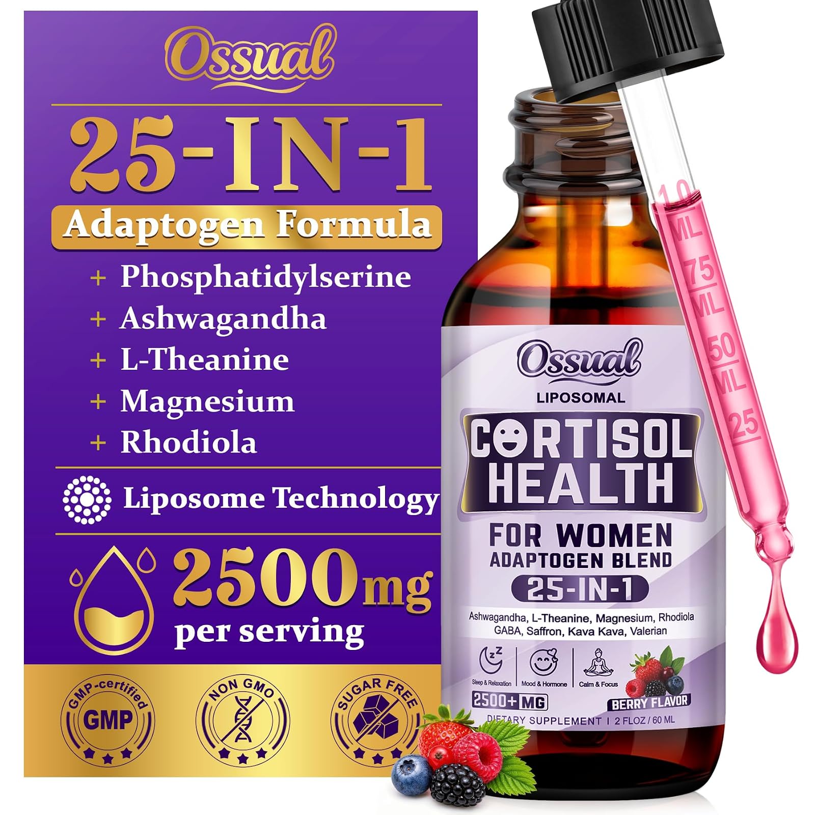 Liposomal cortisol drops for stress relief