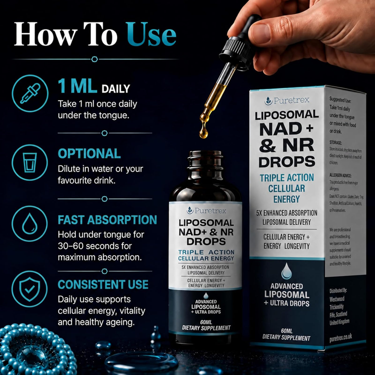 Liposomal drops for cellular health