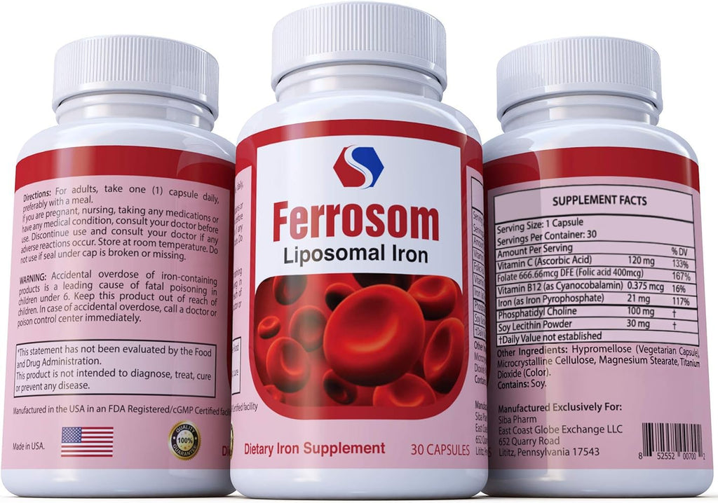 Liposomal iron supplements for energy