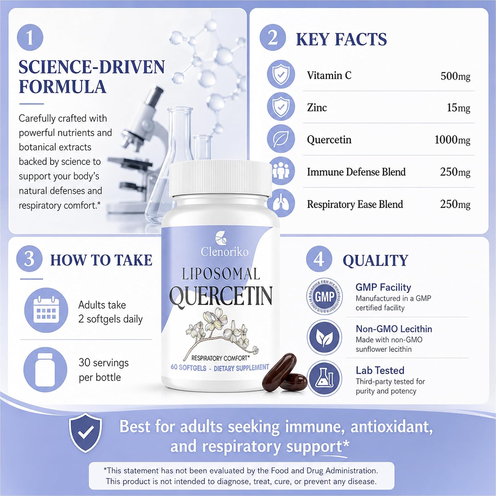 Liposomal quercetin for allergy relief