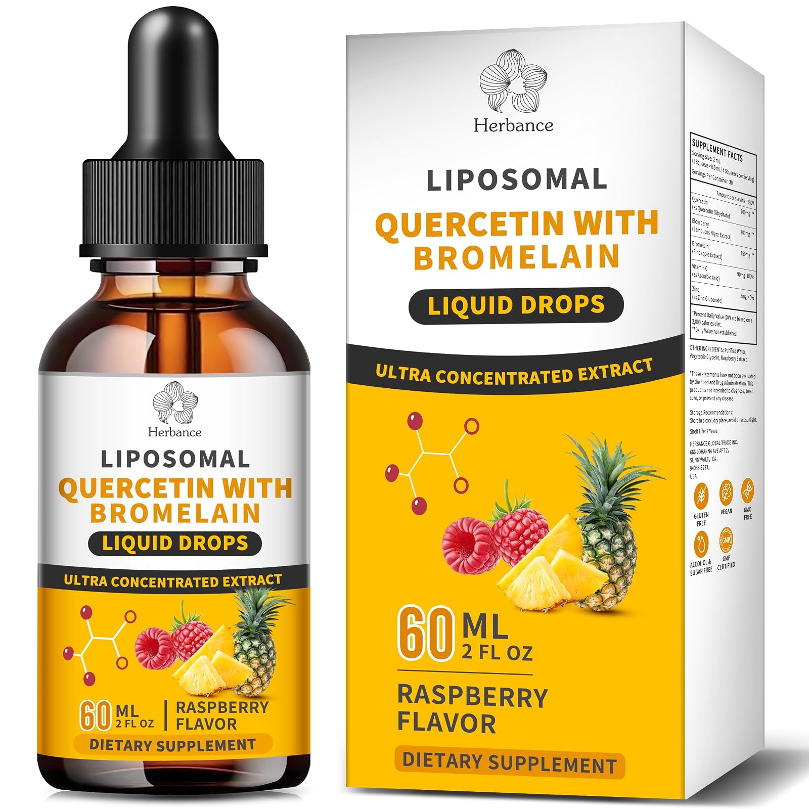 liposomal quercetin with bromelain drops