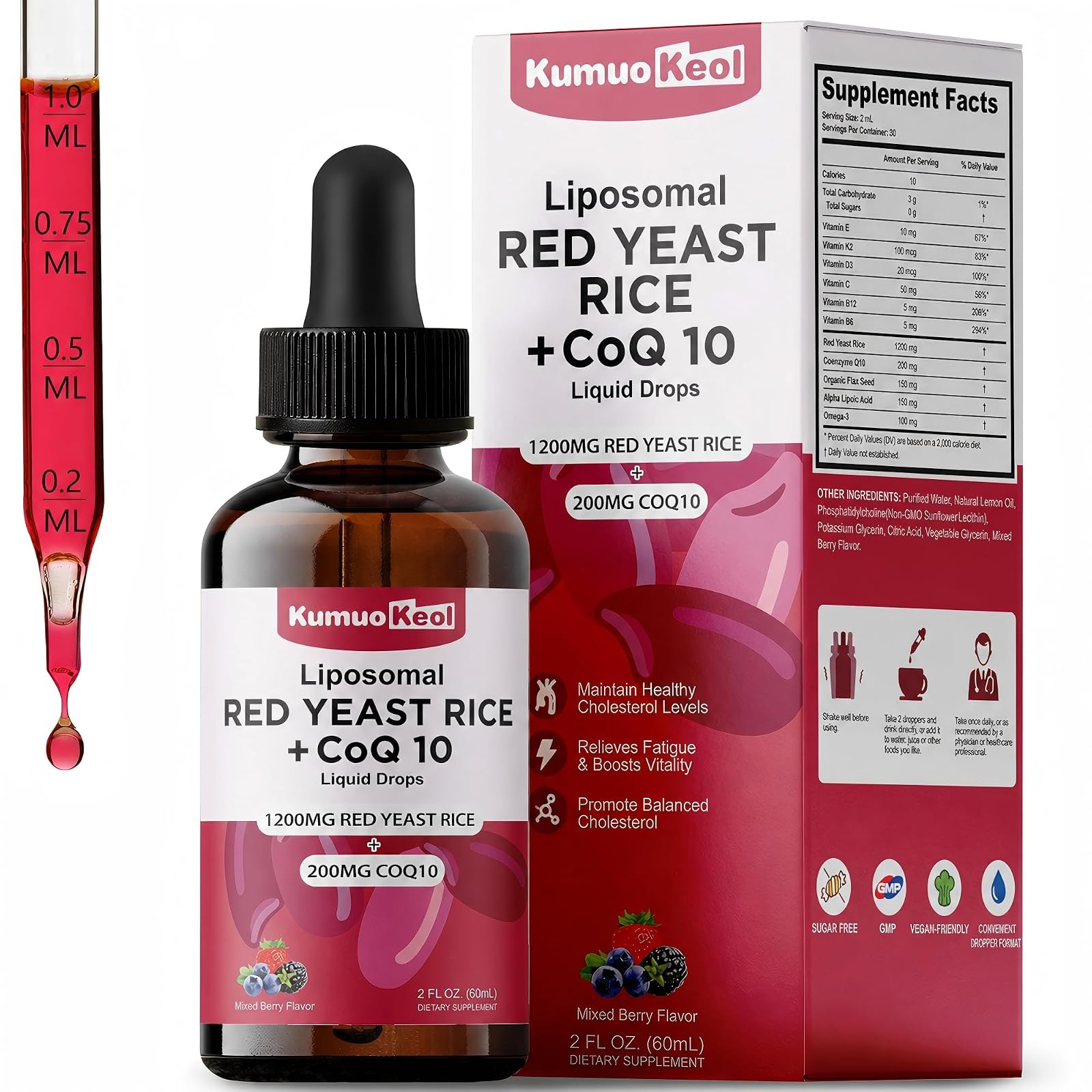 Liposomal red yeast rice supplement