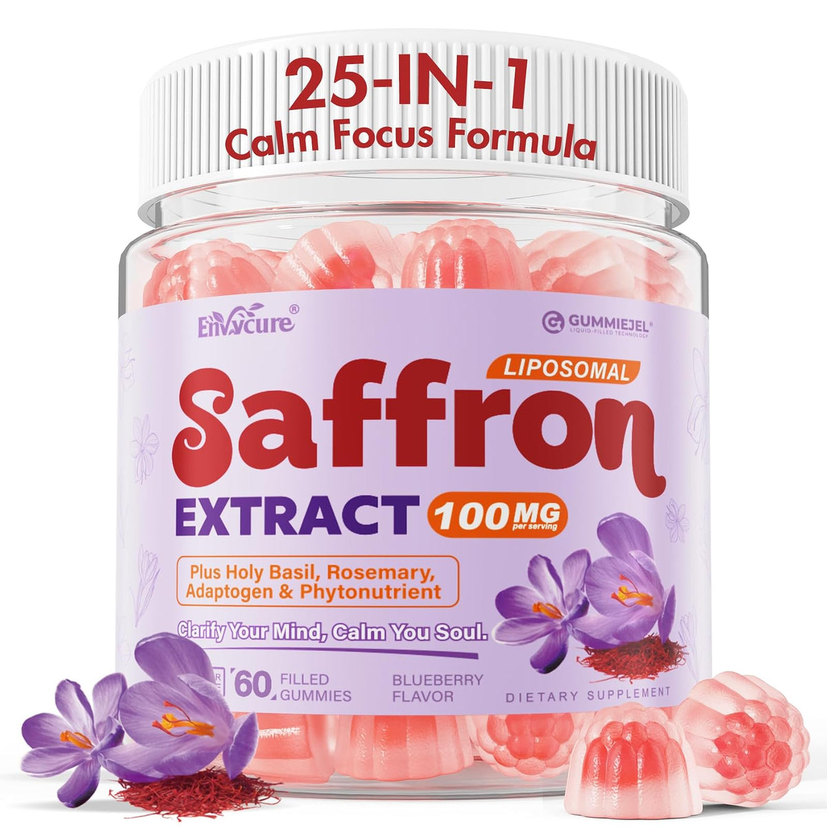Liposomal saffron gummies for mood support