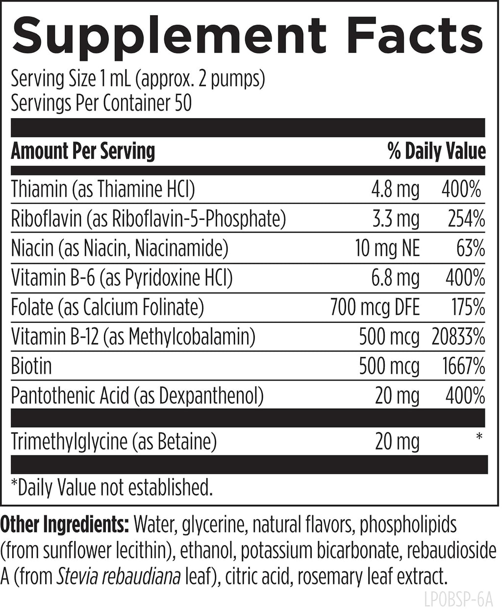 liposomal vitamin b complex formula