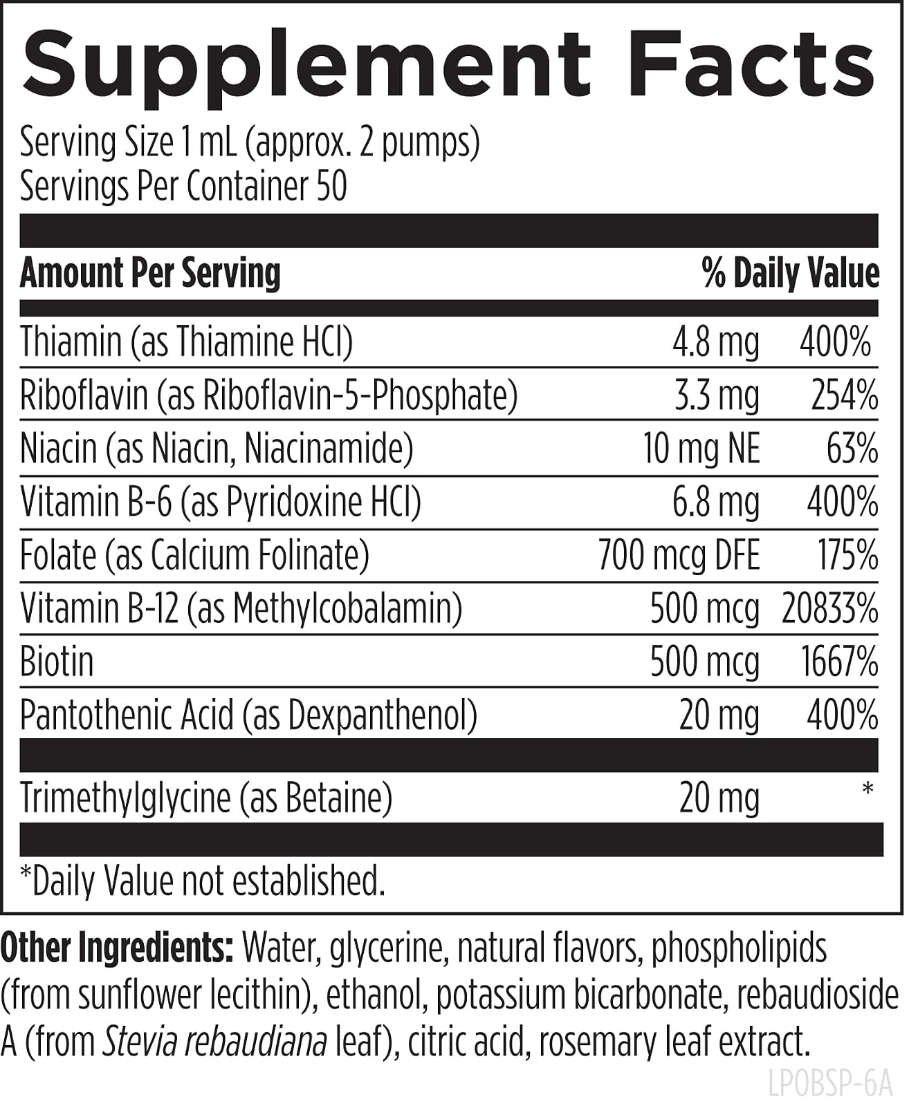 liposomal vitamin b complex formula