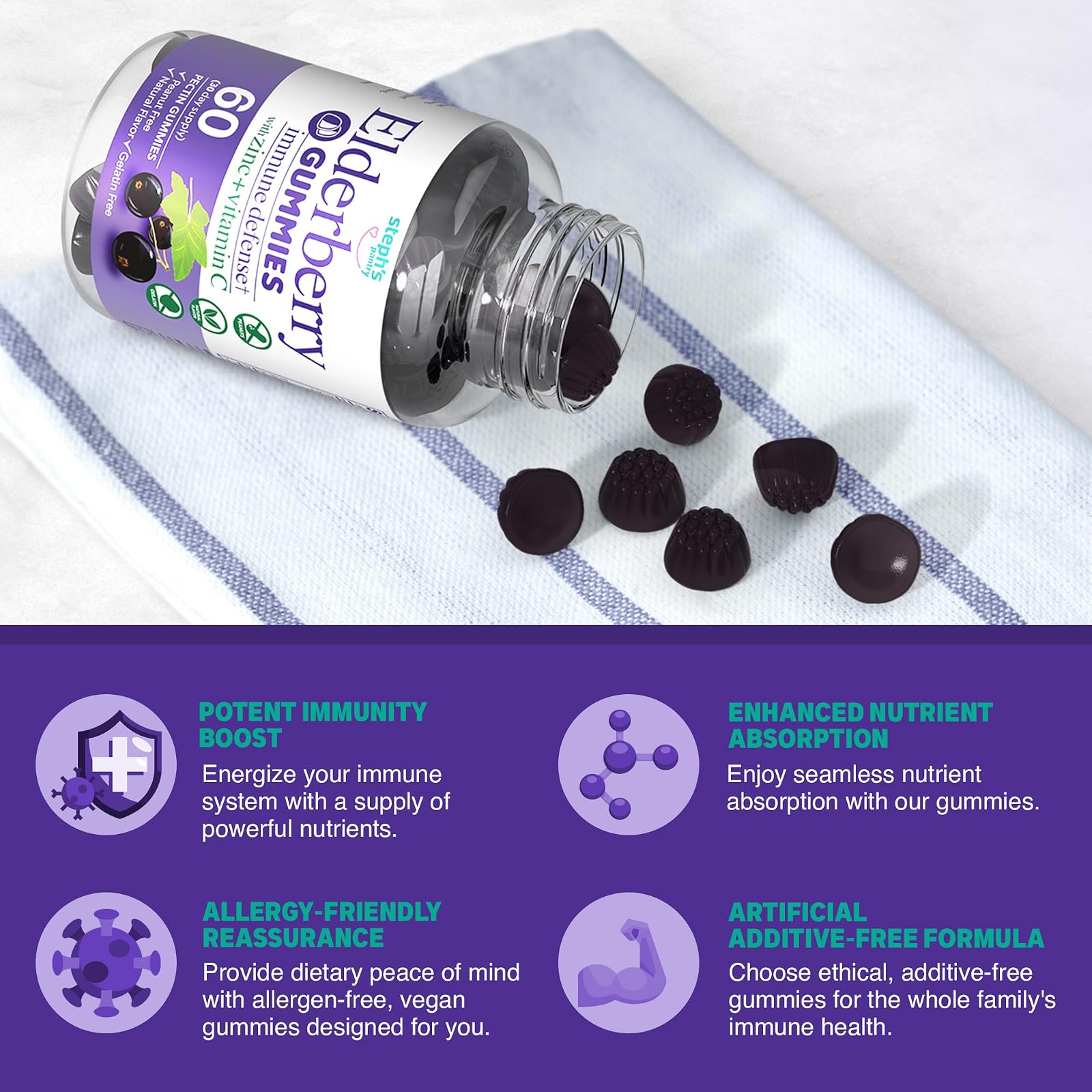 Liposomal vitamin C elderberry supplement