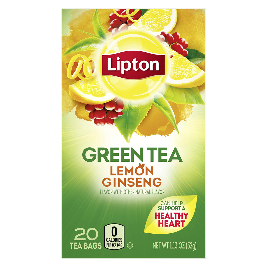 Lipton green tea bags with lemon