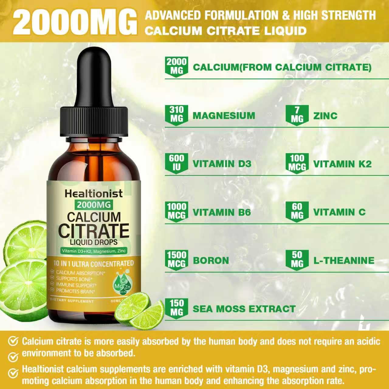 liquid calcium citrate for easy digestion
