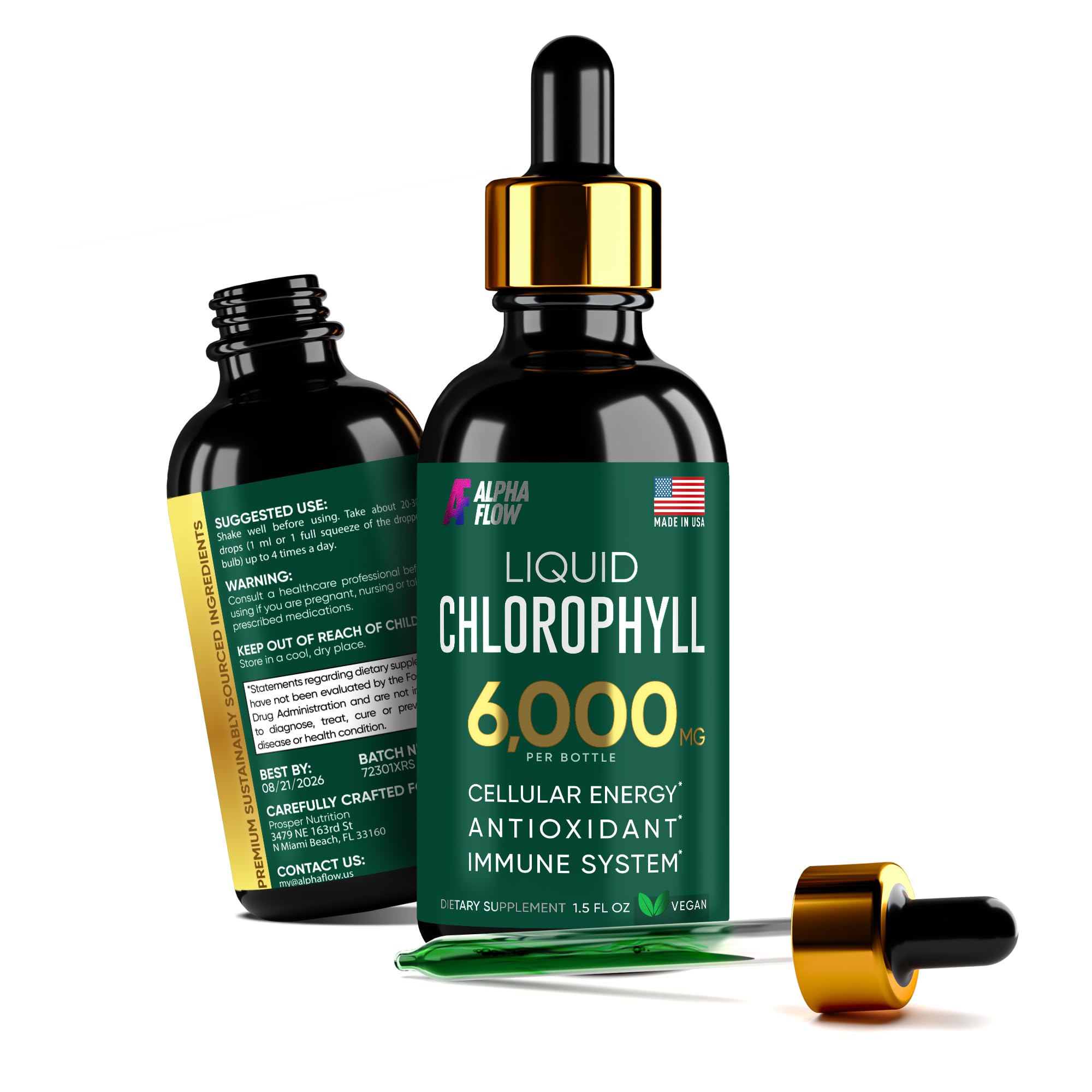 Liquid chlorophyll drops for wellness