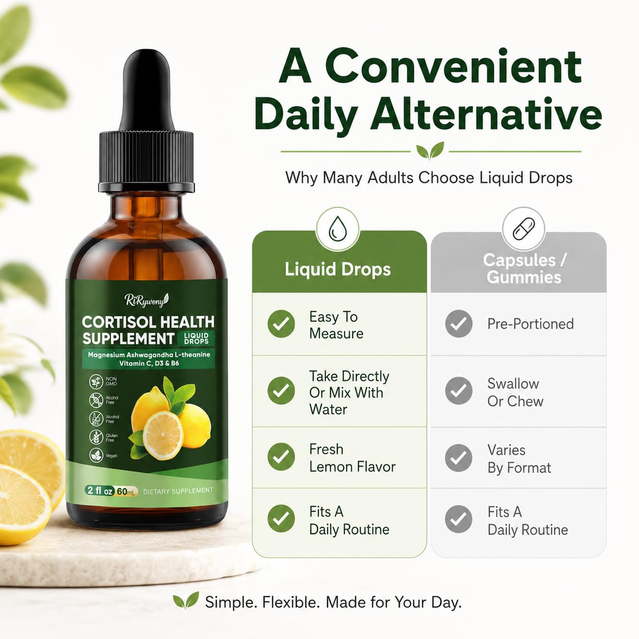 Liquid drops for adrenal health support