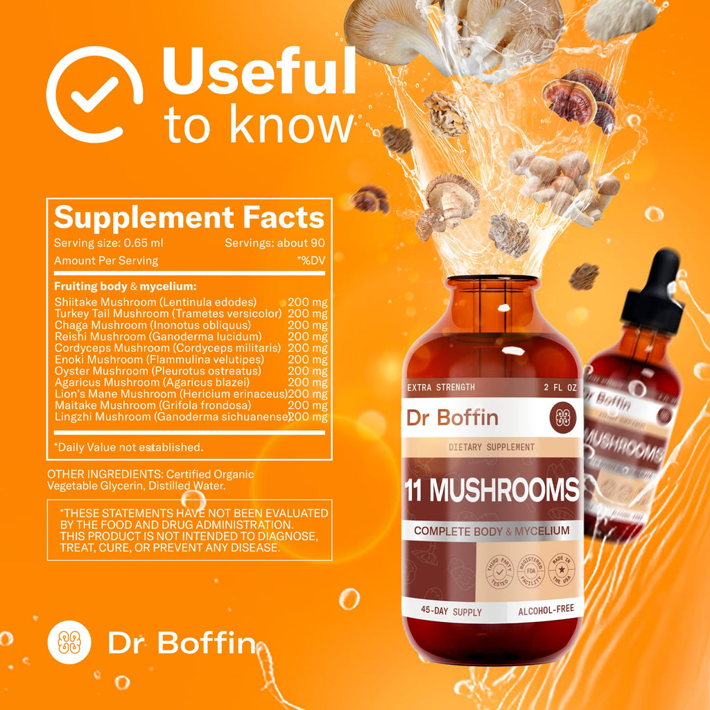 liquid drops with lion's mane mushrooms