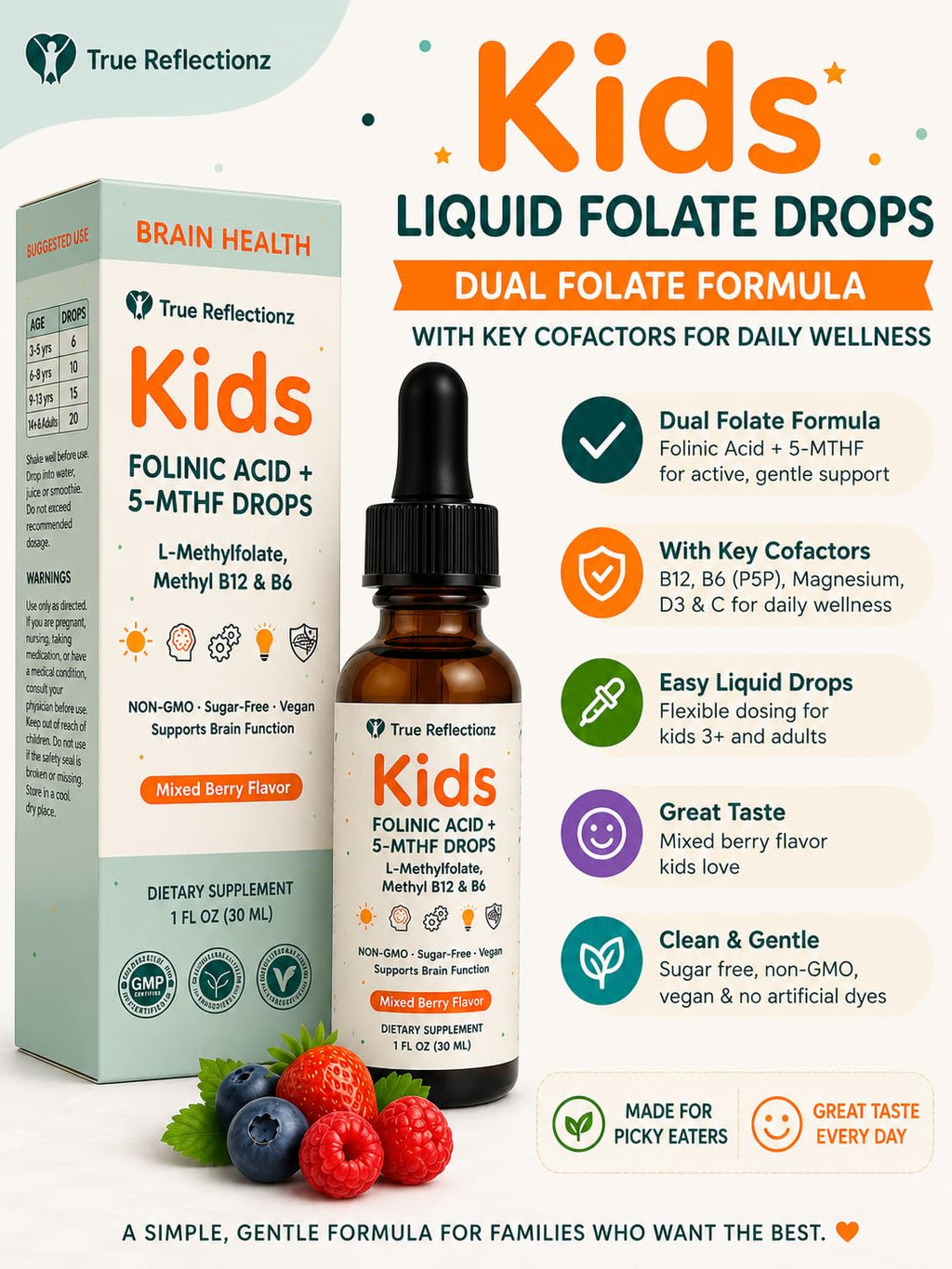 Liquid folate supplement for kids