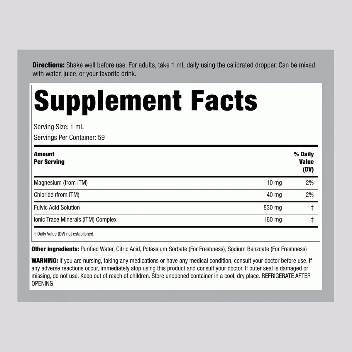 Liquid fulvic acid for nutrient absorption