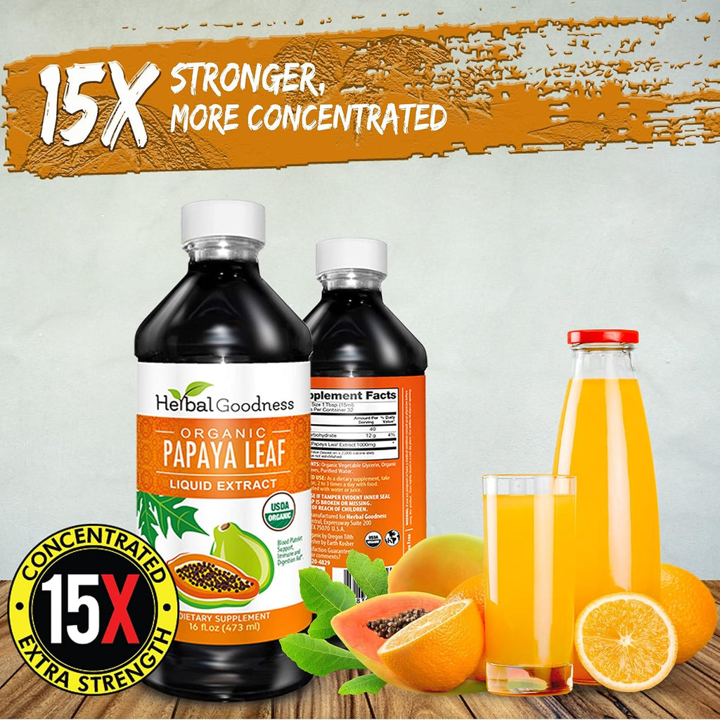 Liquid herbal supplement with papaya leaf