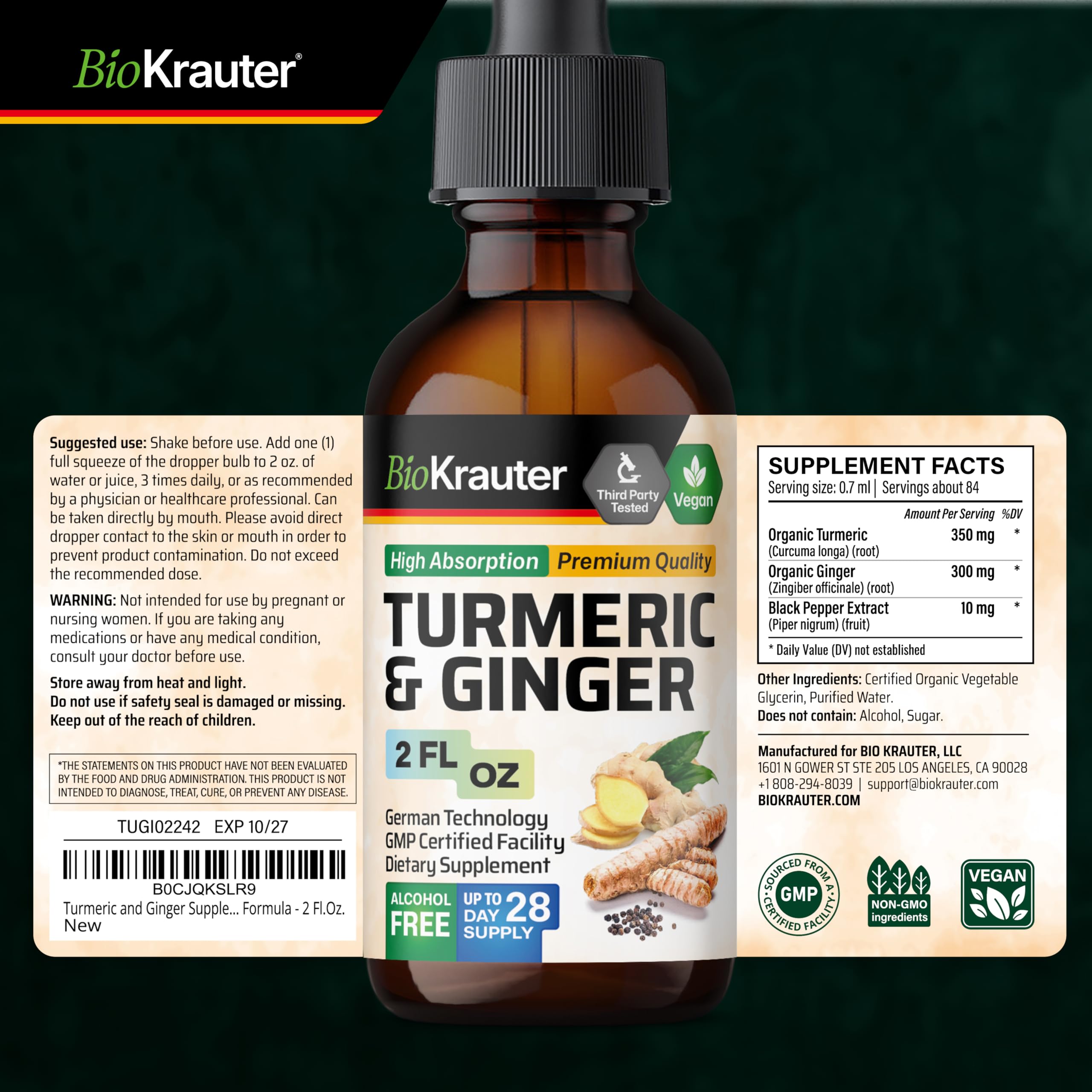 liquid herbal tincture with ginger