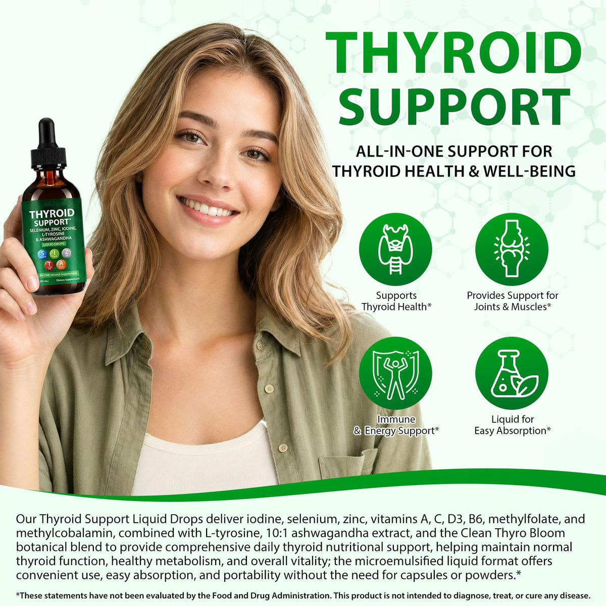 Liquid iodine for energy support
