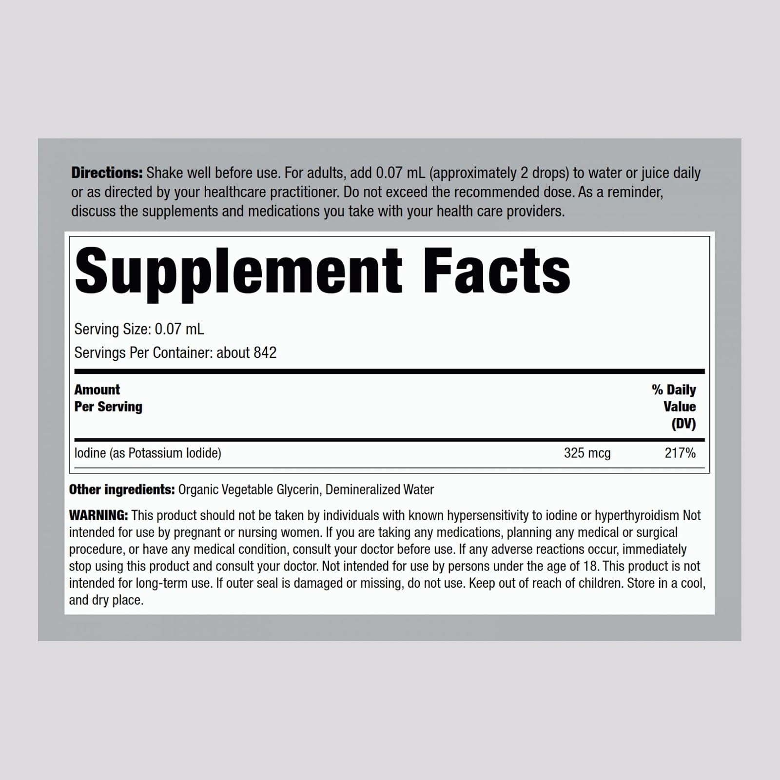 Liquid iodine for immune system boost