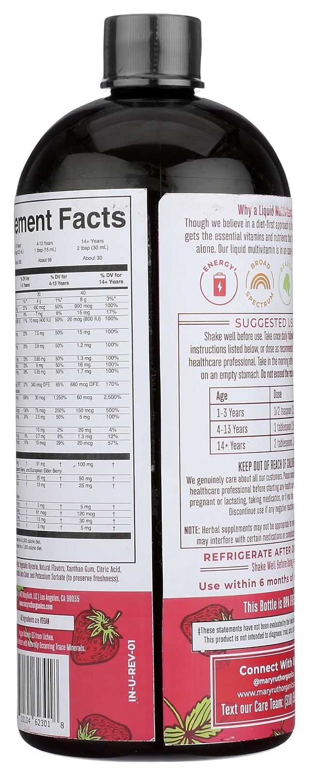Liquid multivitamin with strawberry flavour