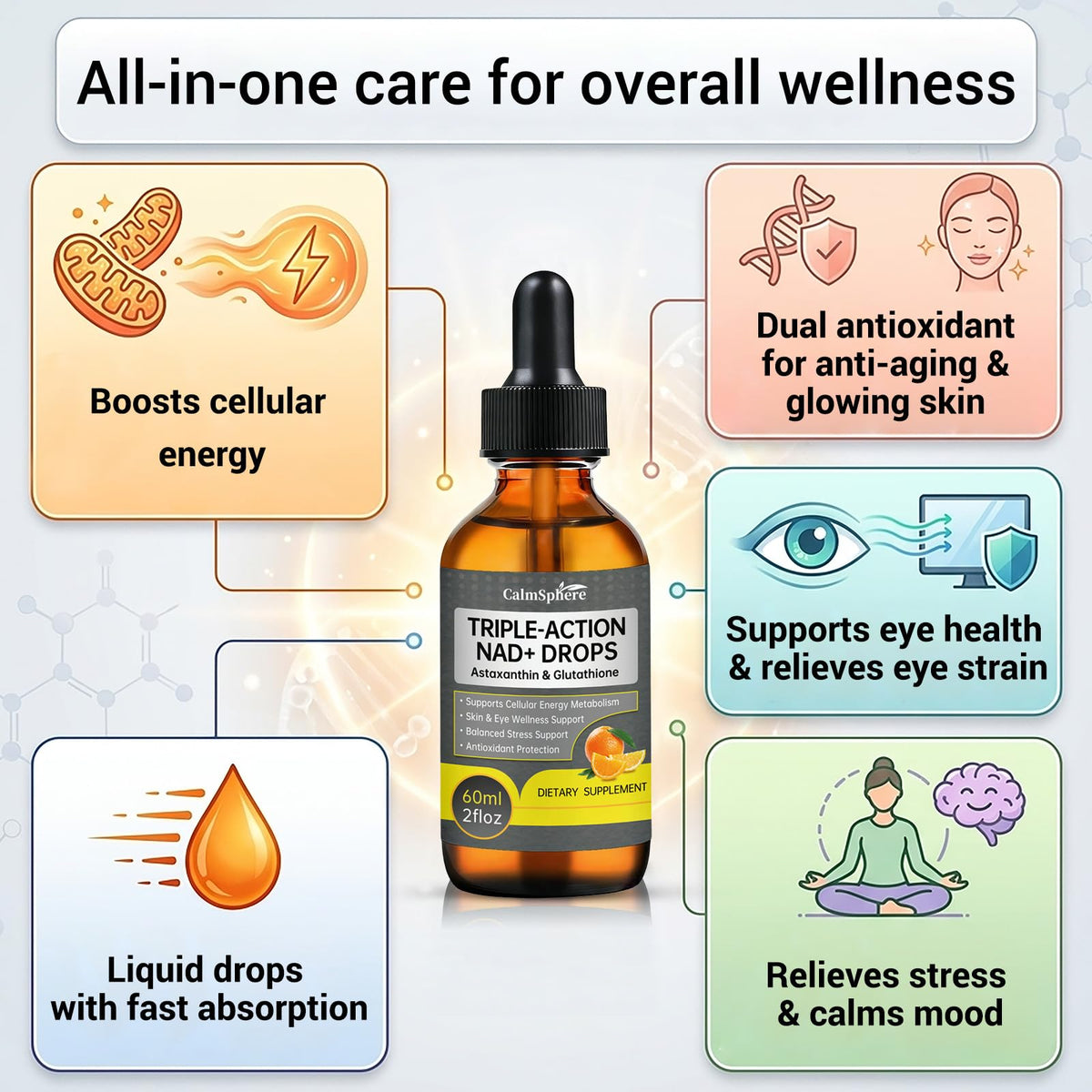 Liquid NAD+ for cellular wellness
