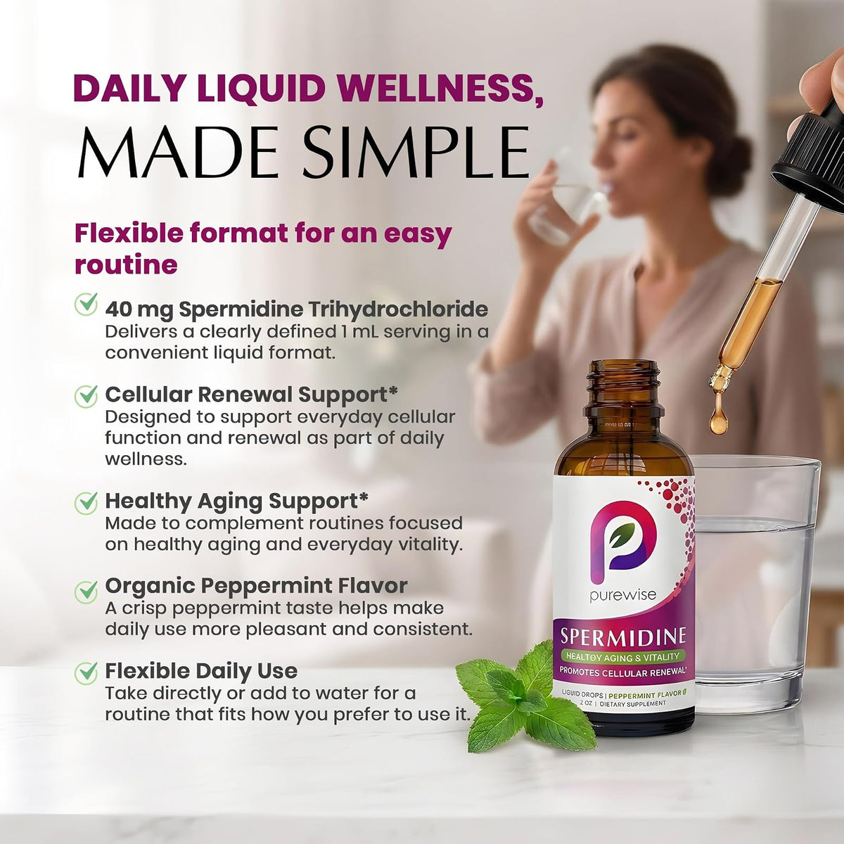 Liquid spermidine for enhanced wellness