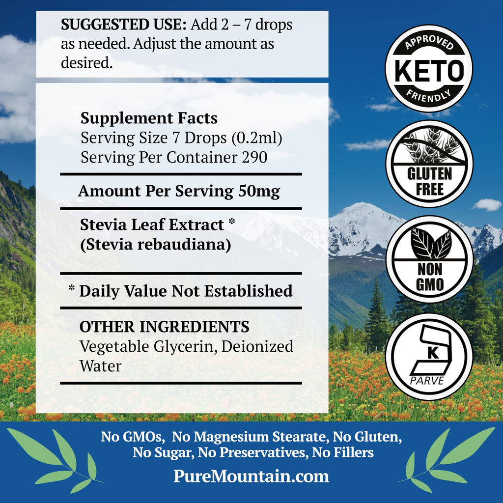 liquid stevia drops in glass bottle