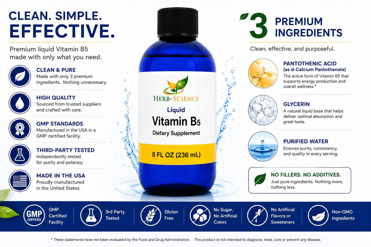 Liquid Vitamin B5 for stress relief