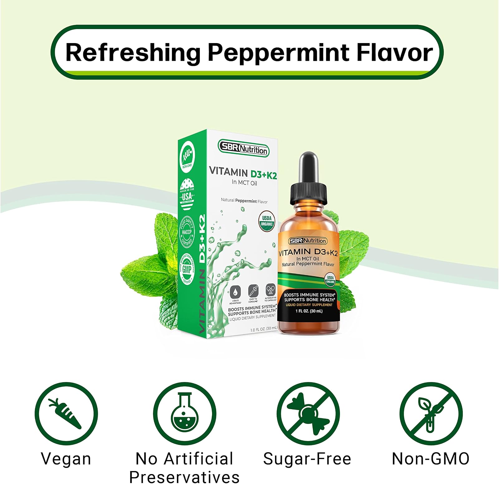Liquid vitamin D3 K2 for easy absorption