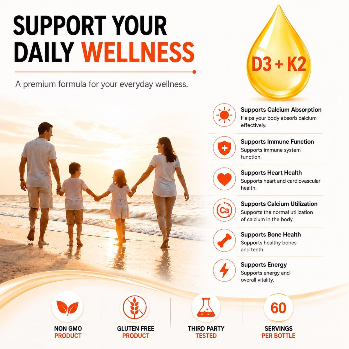 liquid Vitamin D3 K2 for immune support