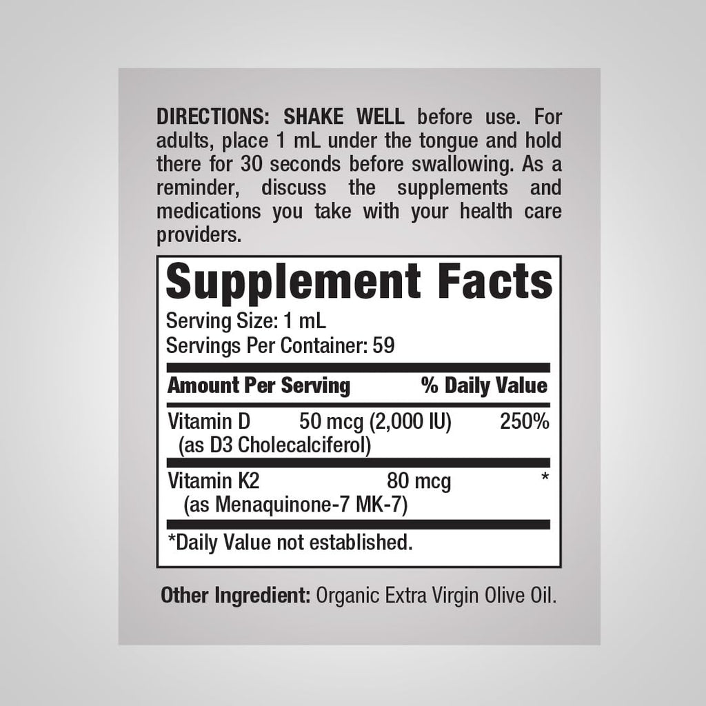 Liquid Vitamin D3 K2 supplement