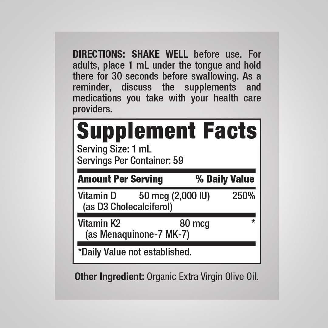 Liquid Vitamin D3 K2 supplement