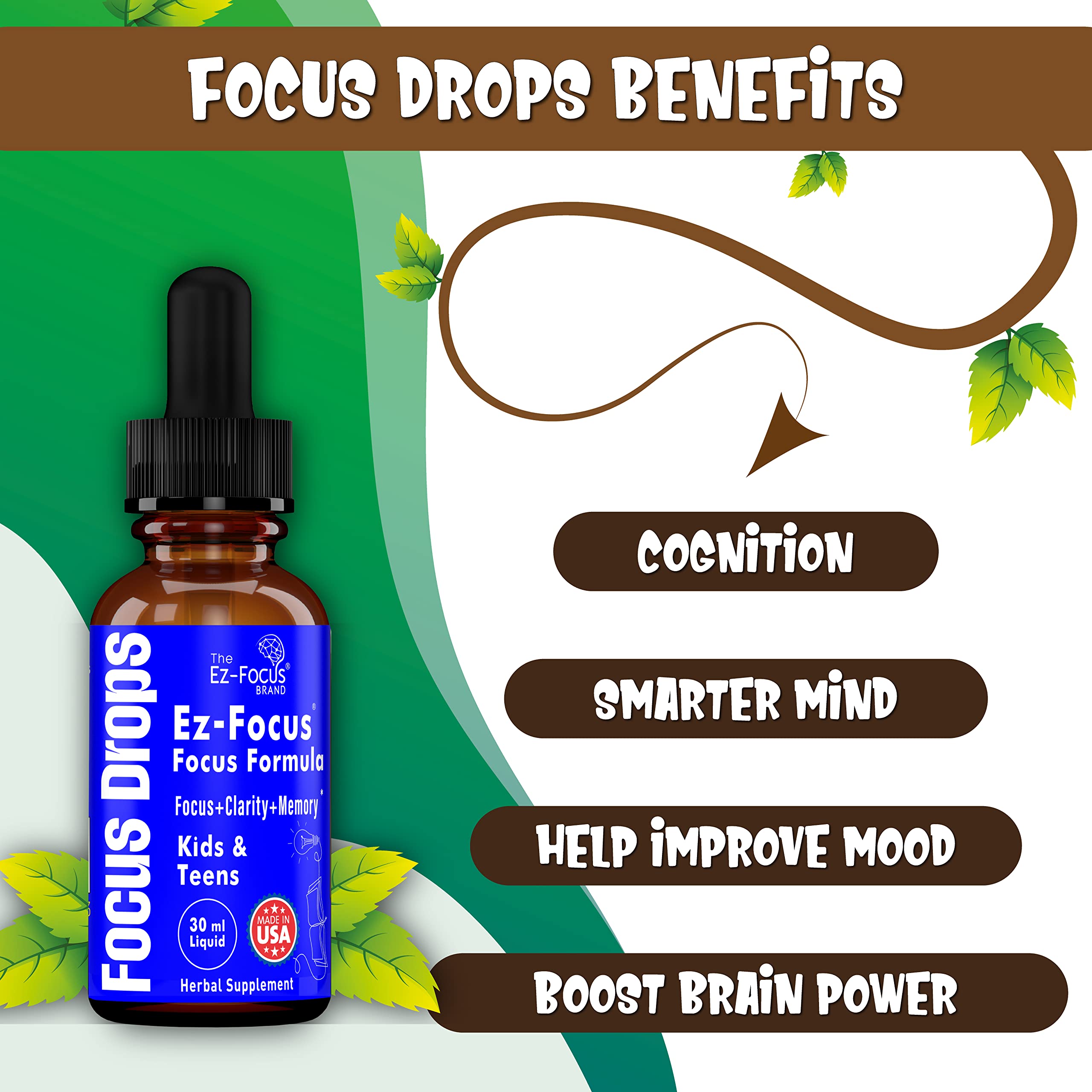 Liquid vitamins for children's focus