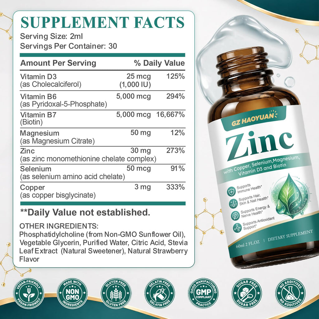 Liquid zinc drops for daily health