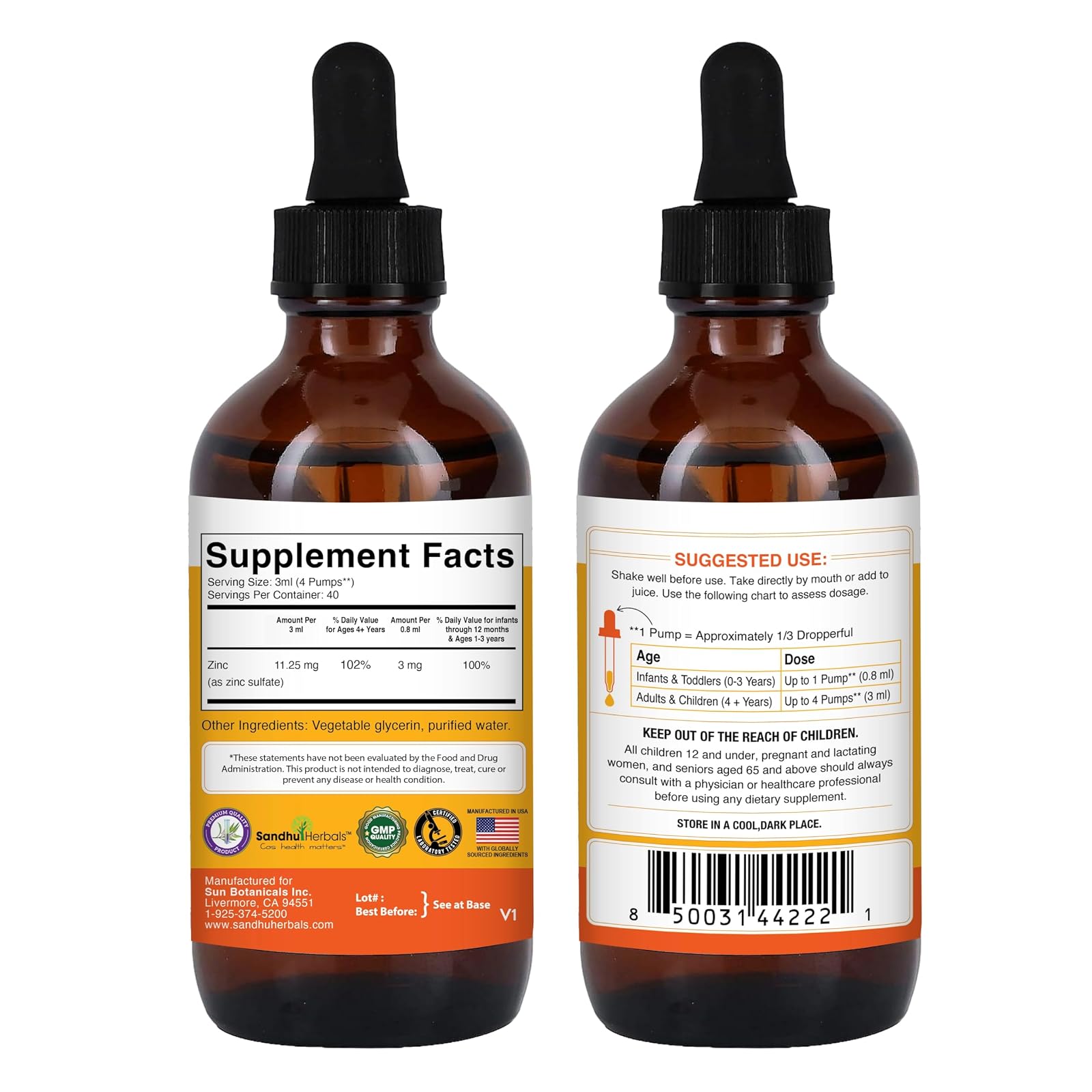liquid zinc drops for easy absorption