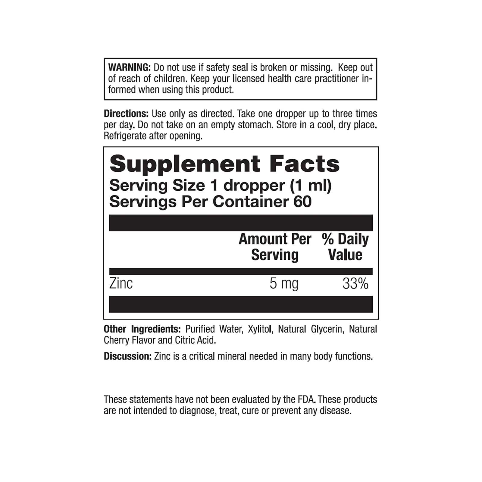 liquid zinc supplement for immunity