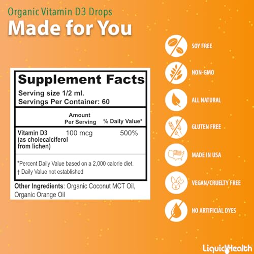LIQUIDHEALTH liquid Vitamin D3 dosage